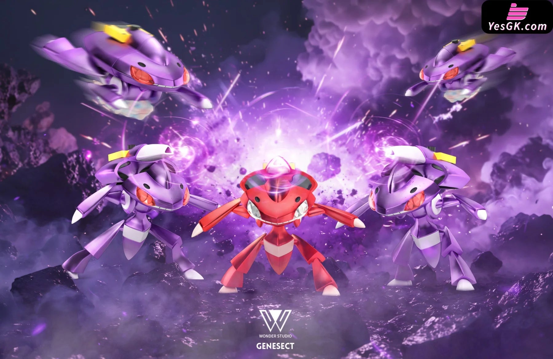 Pokémon Primary Color Genesect & Glitter Color Genesec GK Statue - Won ...